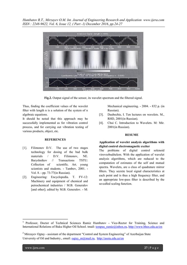 Application of wavelet analysis algorithms for digital control an electromagnetic exciter | PDF ...