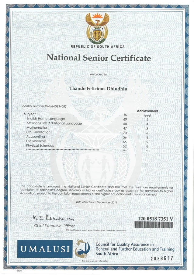 Matric Certificate | PDF