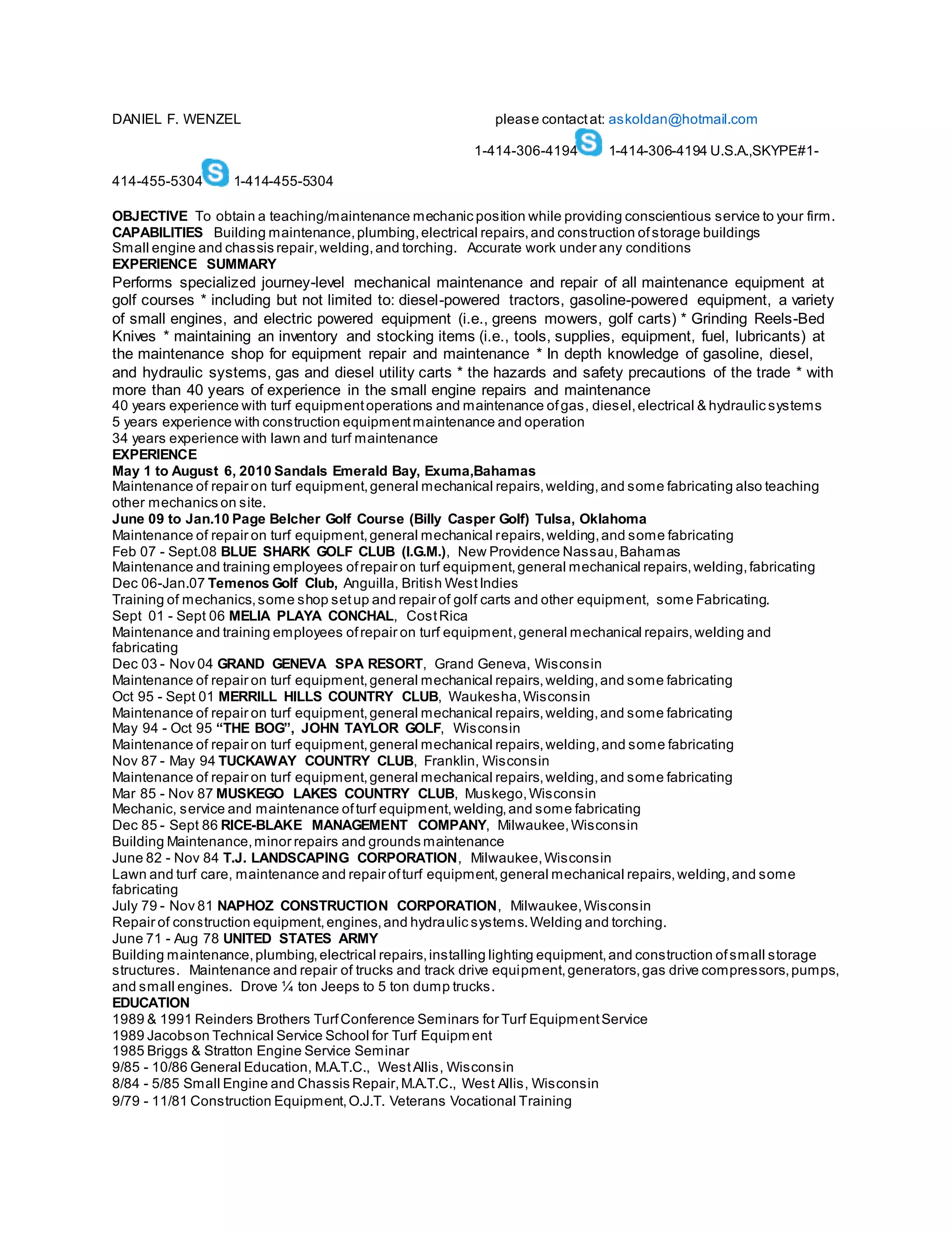 DANIEL F WENZEL RESUME | DOCX