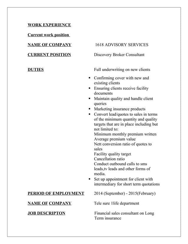 CV Elias Makhoali updated | DOC | Business | Business and Finance