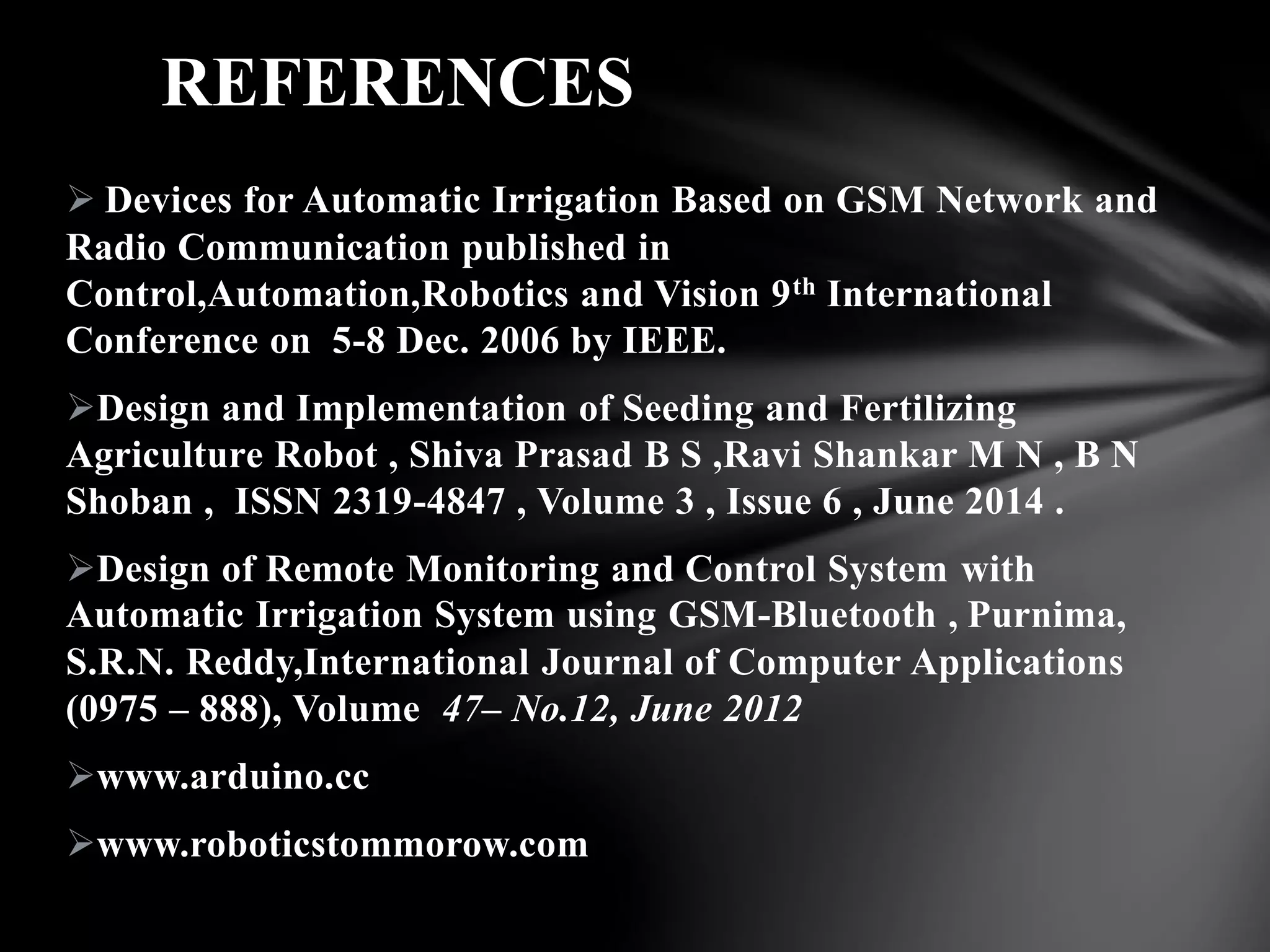 ROBOTIC IRRIGATION USING ARDUINO | PPTX