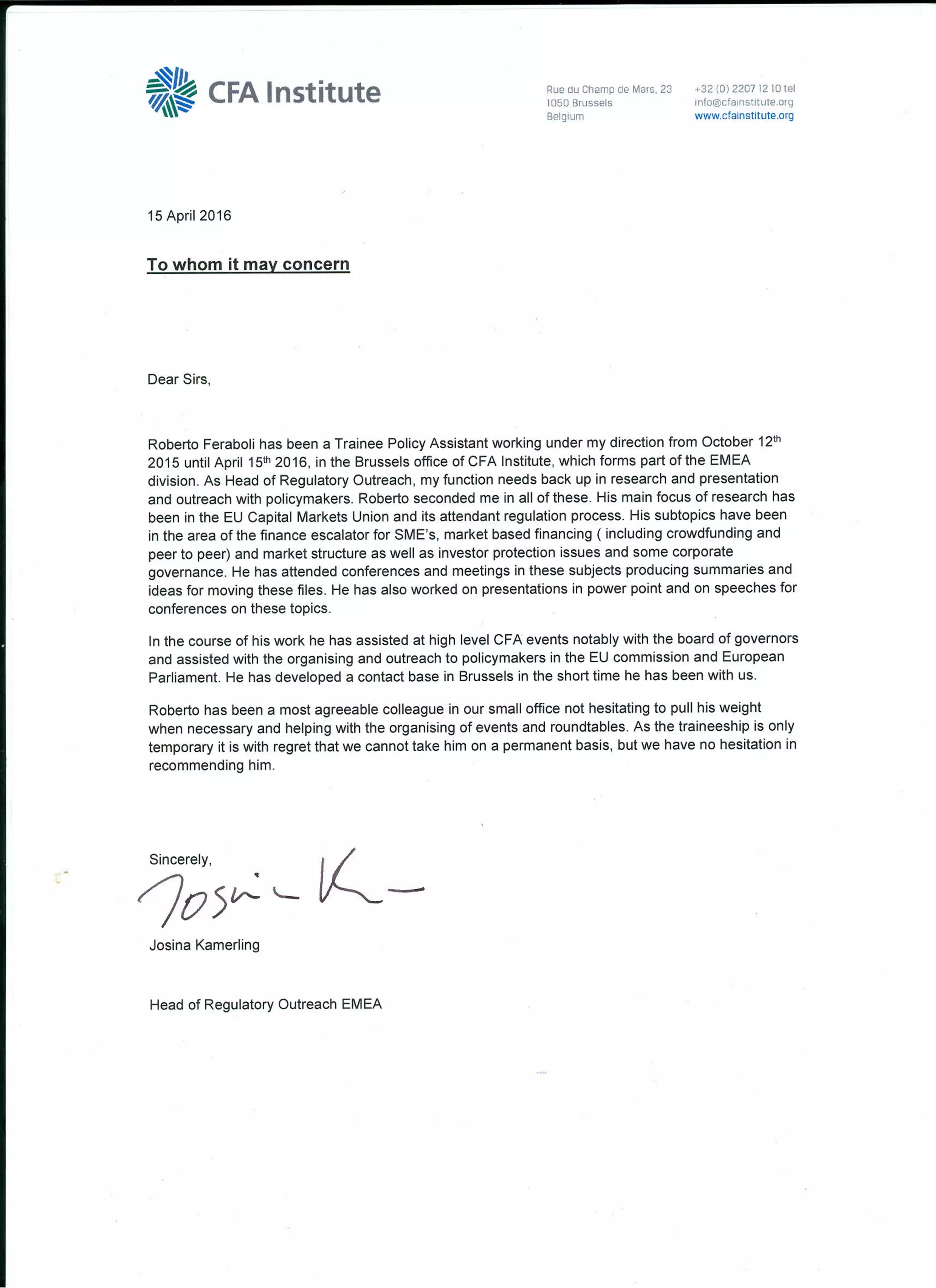 CFA REFERENCE LETTER0001 | PDF