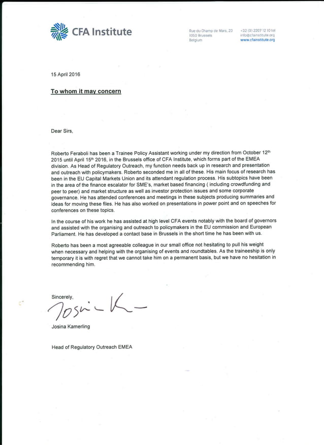 CFA REFERENCE LETTER0001 | PDF