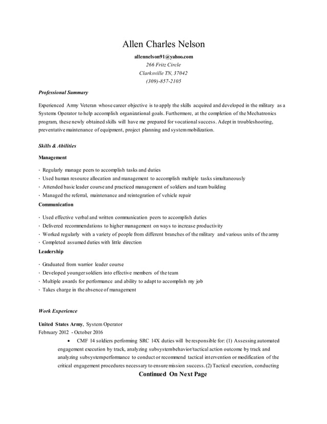 resume allen 1 revised | DOCX