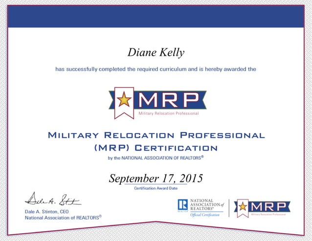 MILITARY RELOCATION PROFESSIONAL CERTIFICATE | PDF