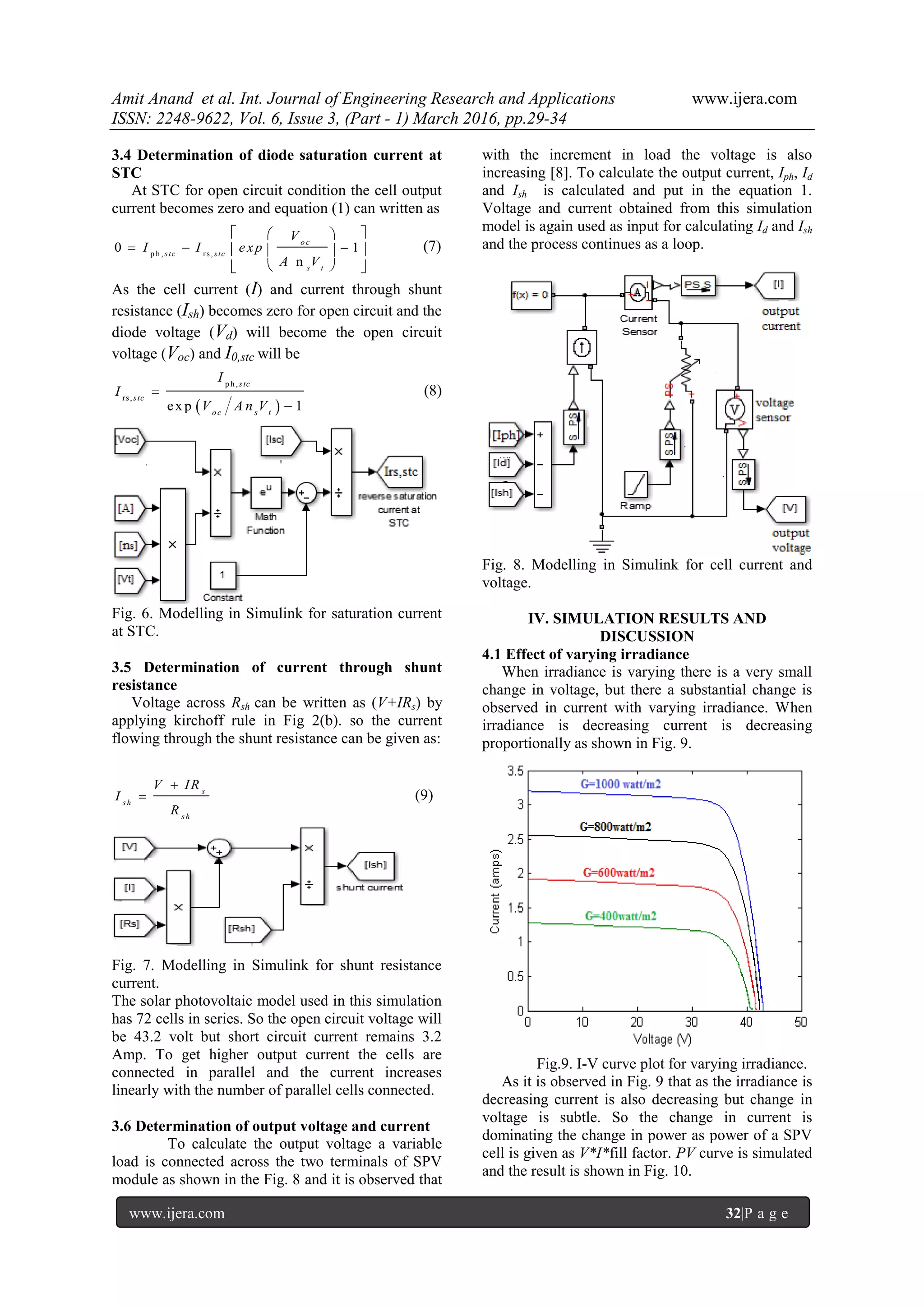 Modelling and Analysis of Single Diode Photovoltaic Module using MATLAB/Simulink | PDF