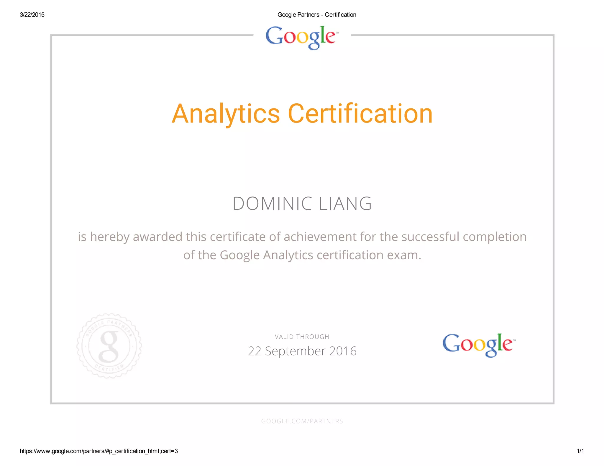 Google Partners - Certification | PDF