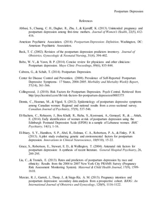 Postpartum Depression Research Paper | DOCX