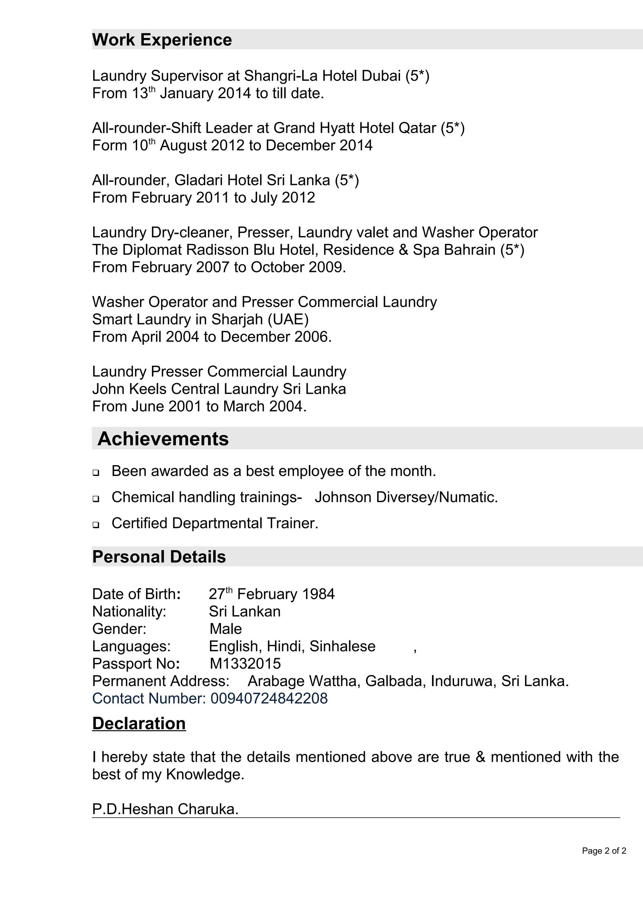 CV - Heshan Charuka | PDF