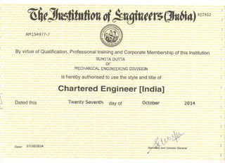 Chartered Engineer Certificate | PDF