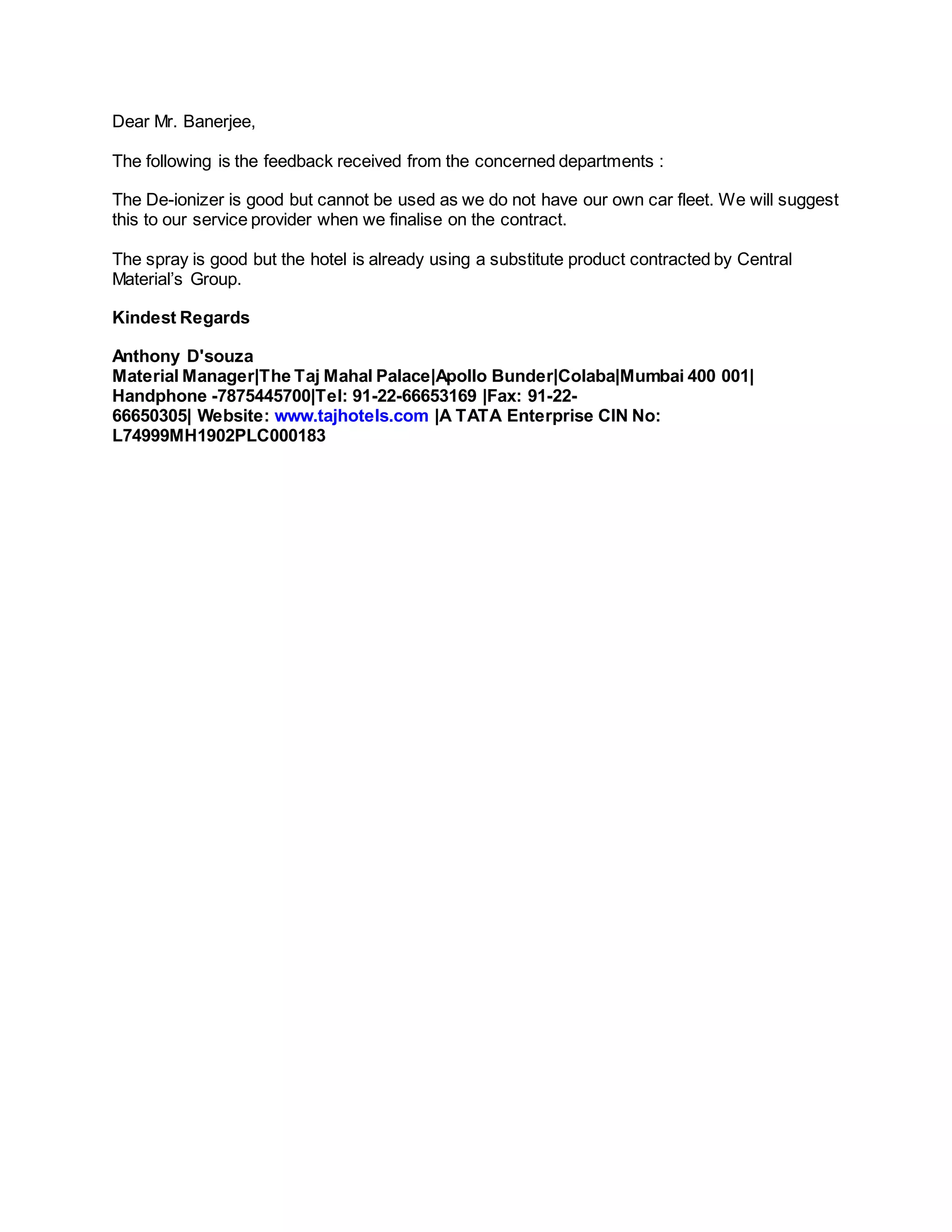 Taj letter | DOCX