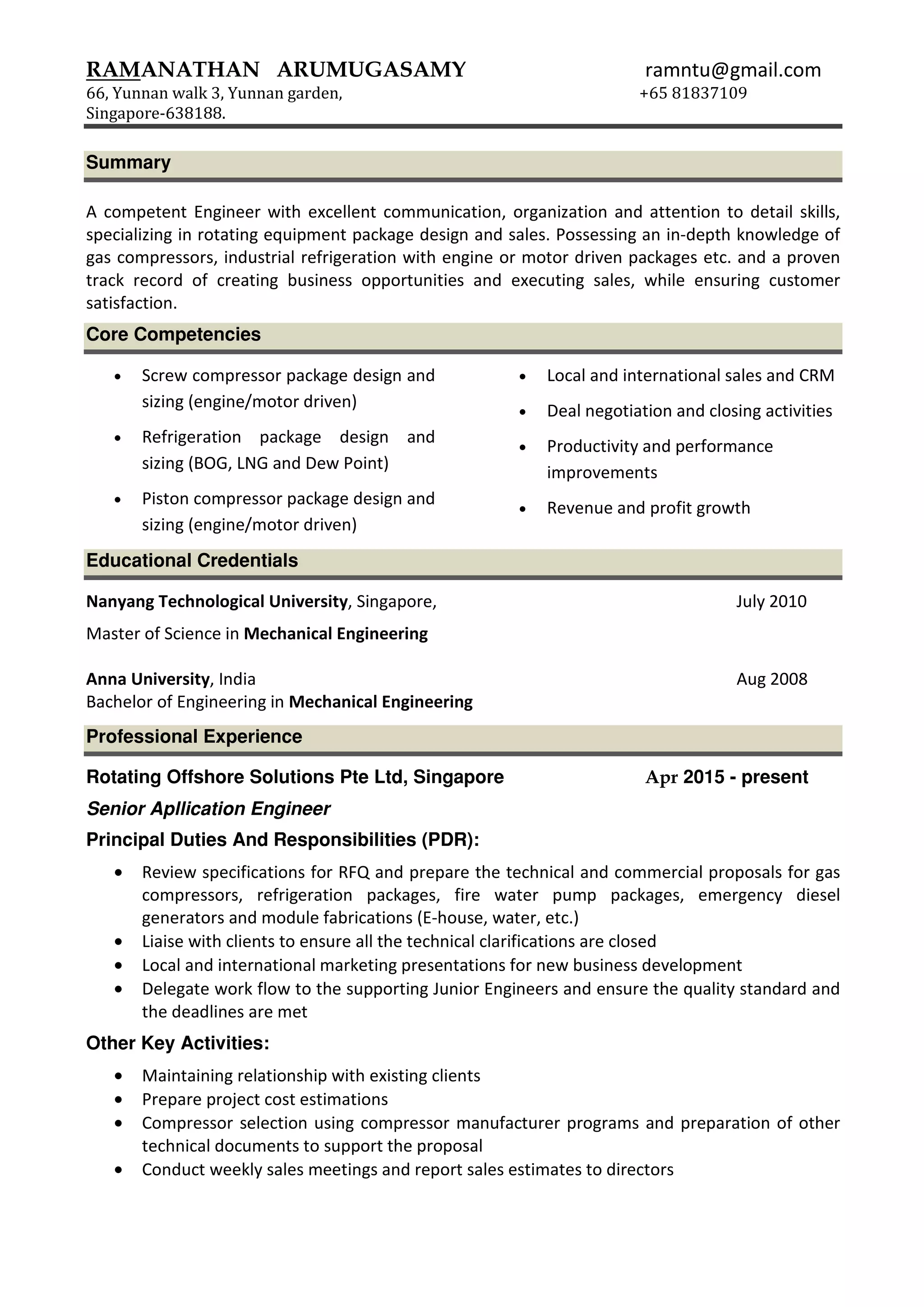Ramanathan_Mechanical_Resume_2016 | PDF