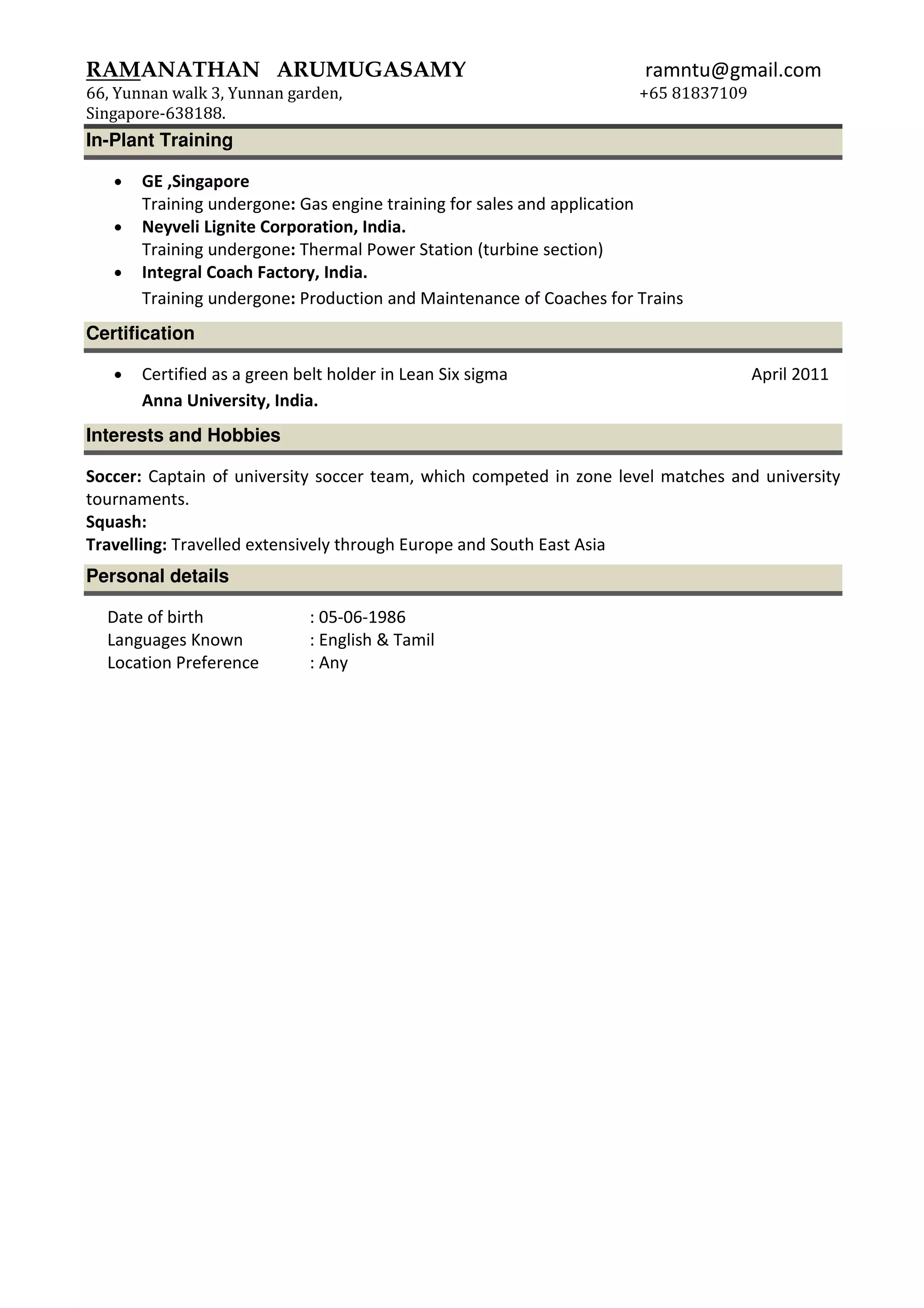 Ramanathan_Mechanical_Resume_2016 | PDF