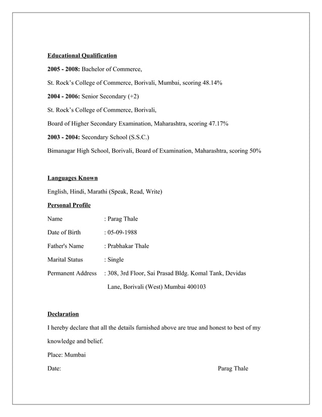 Parag-Curriculum Vitae | PDF