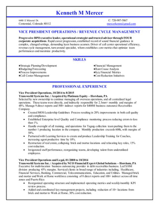 Kenneth M Mercer Resume 1 | PDF
