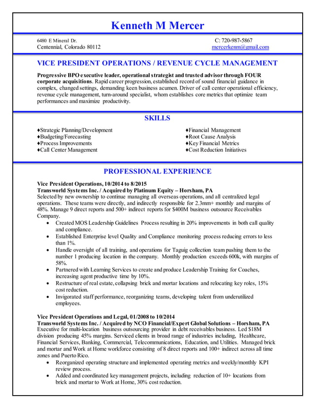 Kenneth M Mercer Resume 1 | PDF