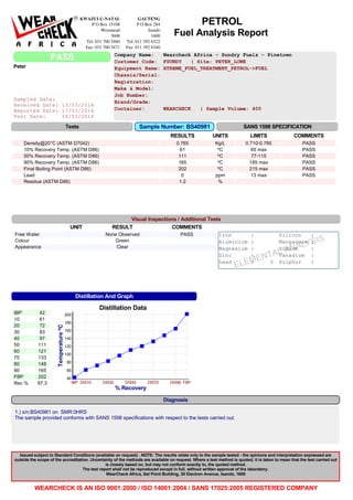 WEAR CHECK XFT Petrol Analysis | PDF