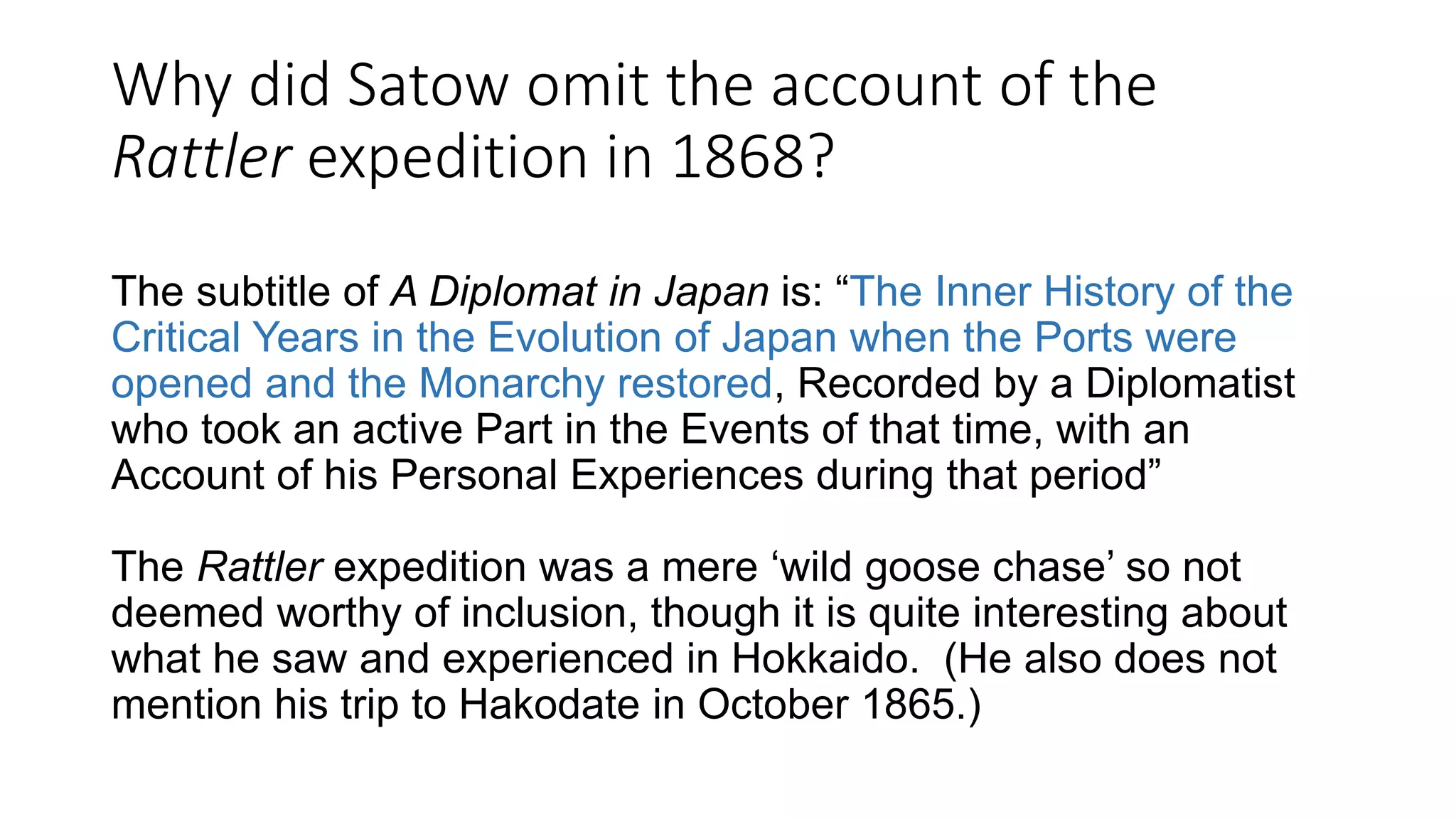 SIR ERNEST SATOW IN JAPAN, 1862-69 | PPT