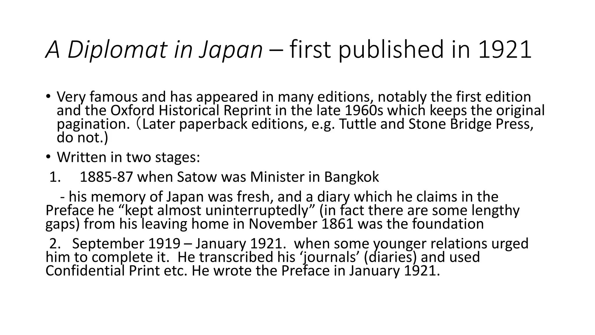 SIR ERNEST SATOW IN JAPAN, 1862-69 | PPTX