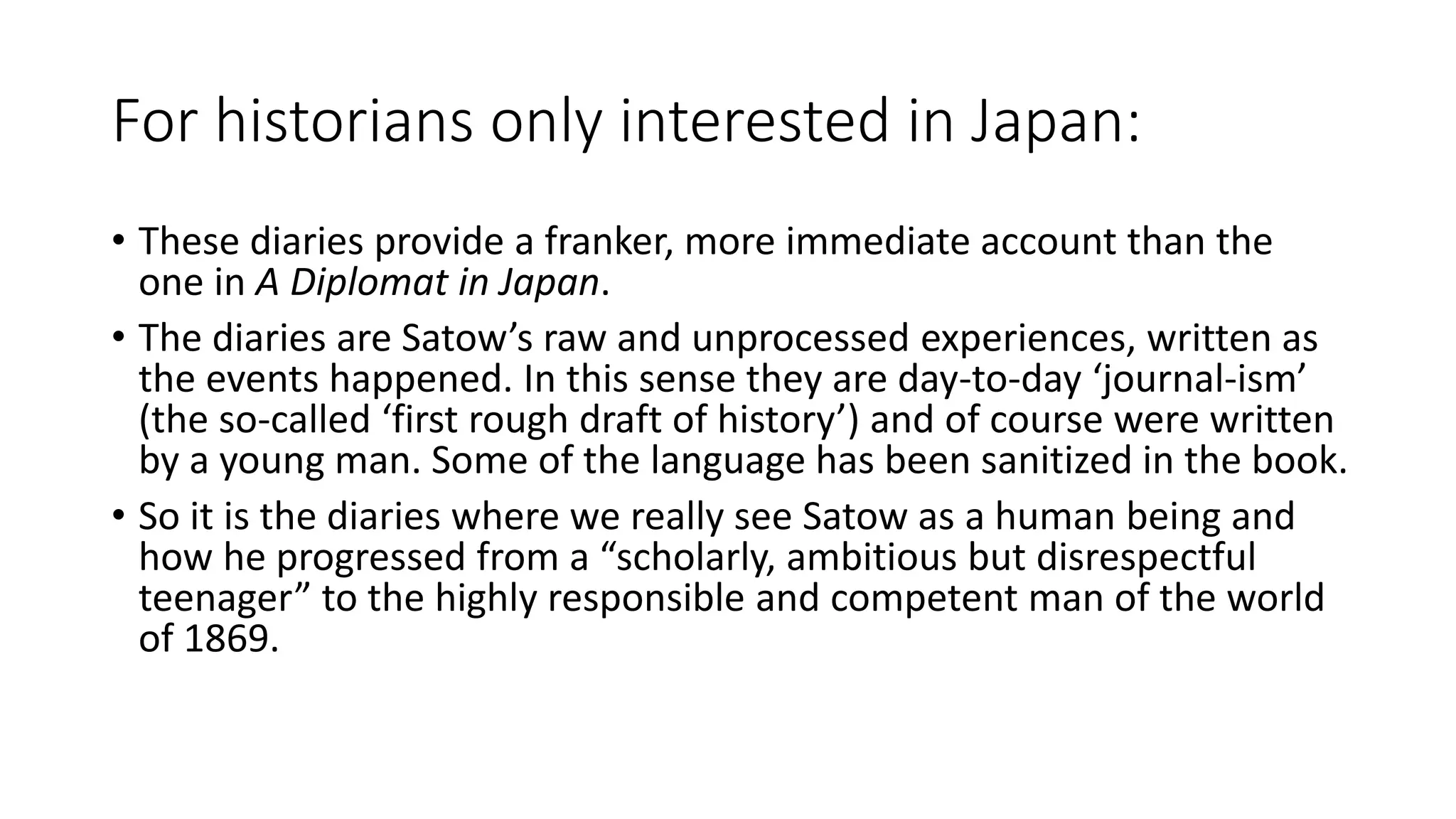 SIR ERNEST SATOW IN JAPAN, 1862-69 | PPTX