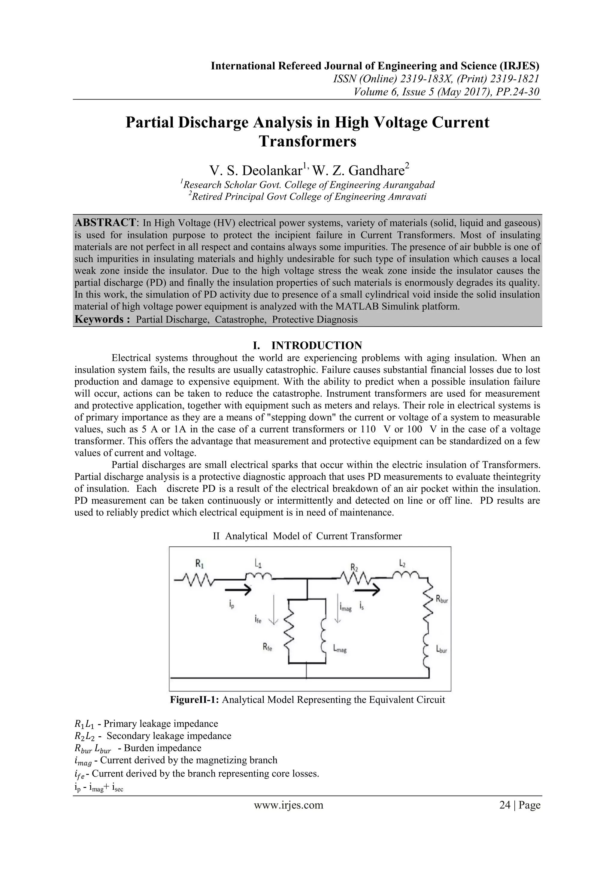 Partial Discharge Analysis in High Voltage Current Transformers | PDF