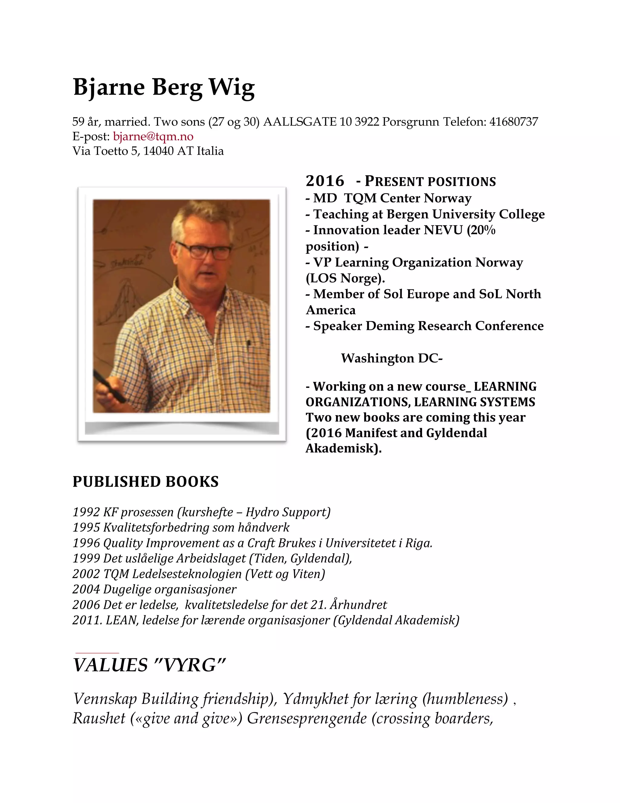 UK CV Bjarne Berg Wig | PDF