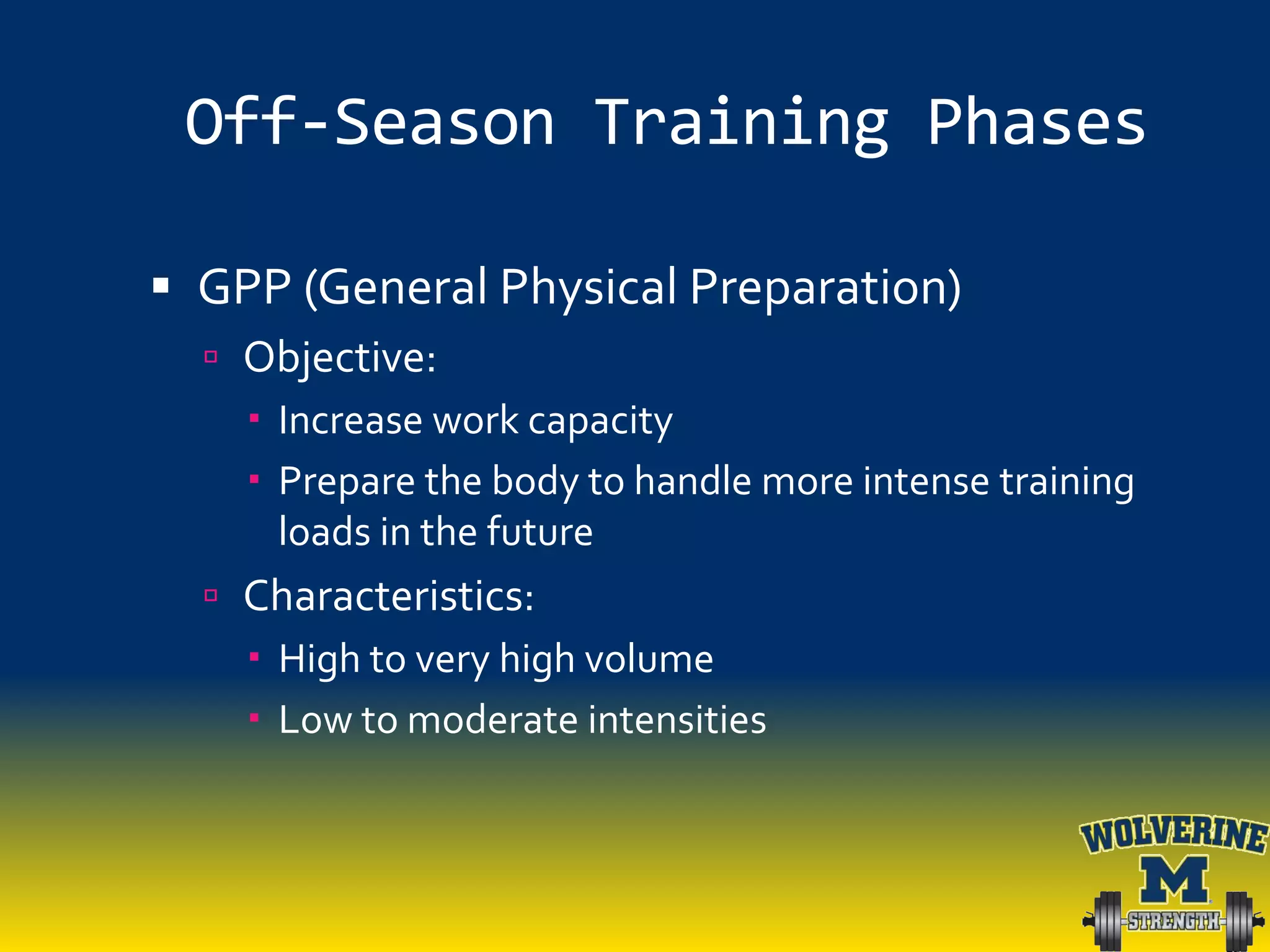 Off-Season Training Program Design & Considerations | PDF