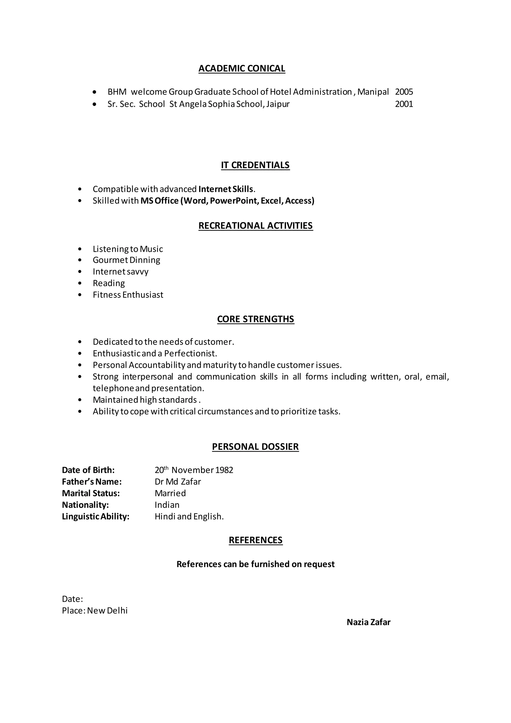 cv nazia | DOCX