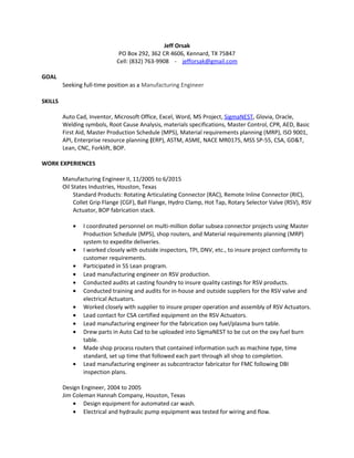 Jeff Orsak Resume | PDF