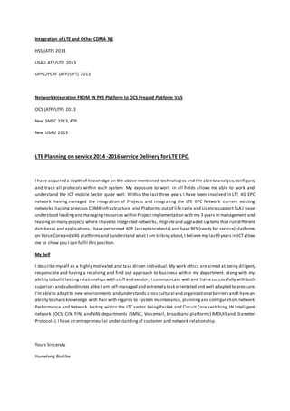 Cover Letter | DOCX | Telecommunications Industry | Industries