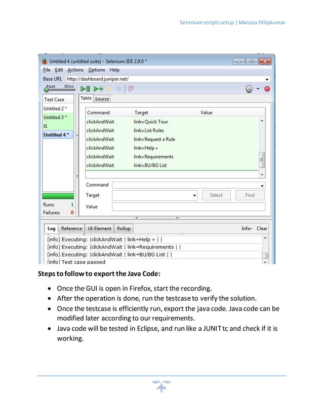 SELENIUM SCRIPTS FOR DASHBOARD UI | DOCX | Browsers | Computer Software and Applications