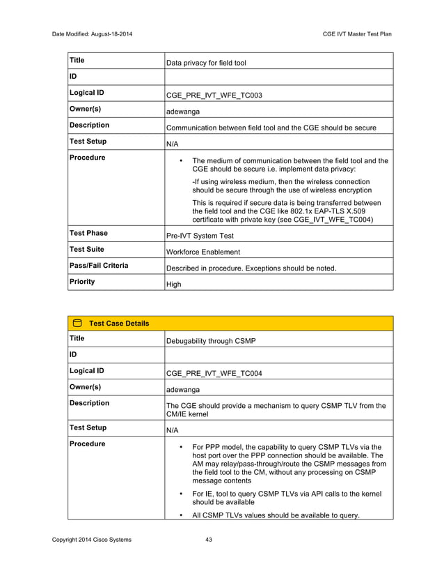 CGE IVT Master Test Plan | PDF | Computing | Technology & Computing
