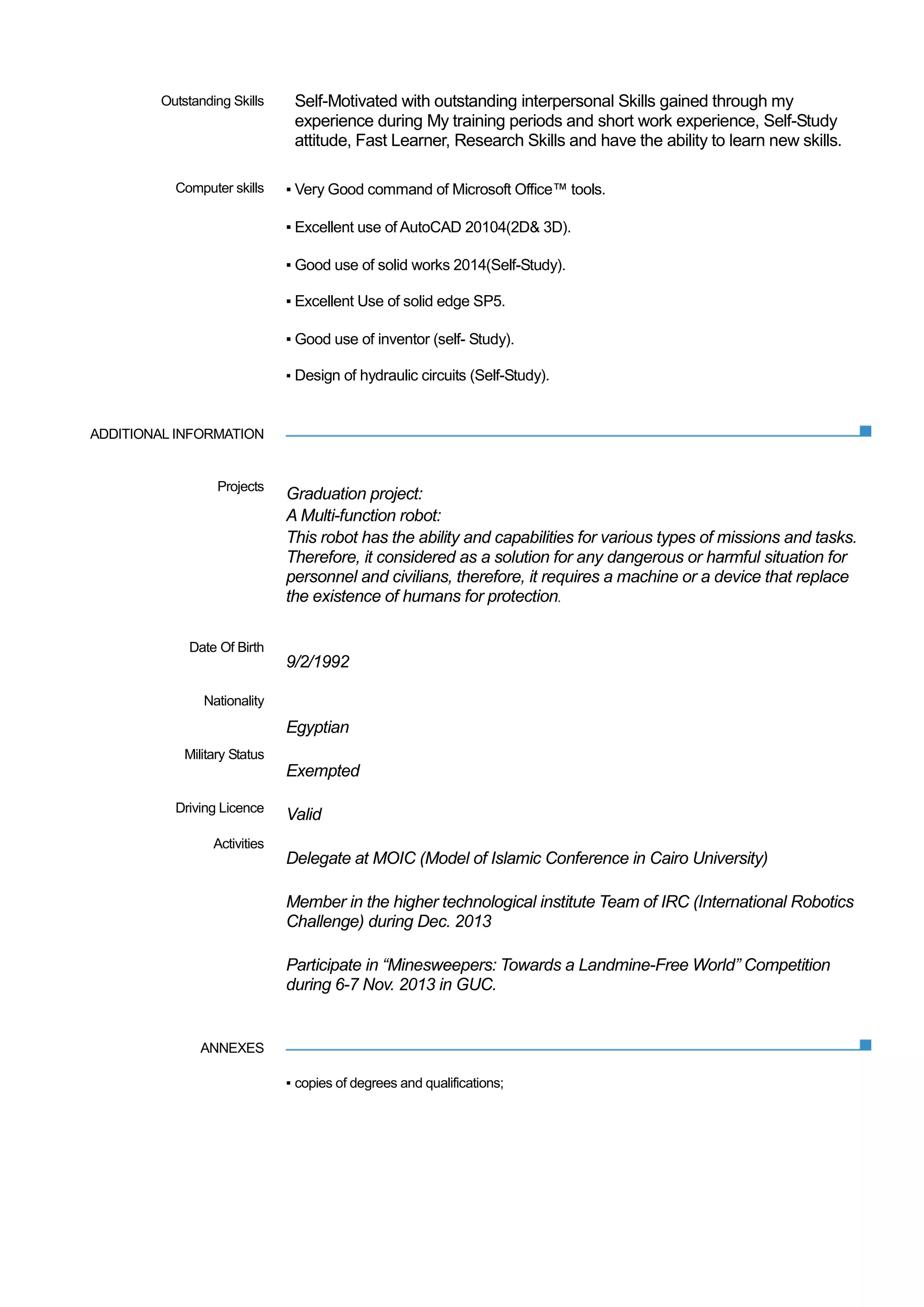 C.V | PDF | Robotics | Technology & Computing