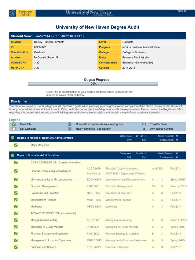 Graduate transcript | PDF