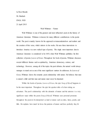 Walt Whitman nature | PDF