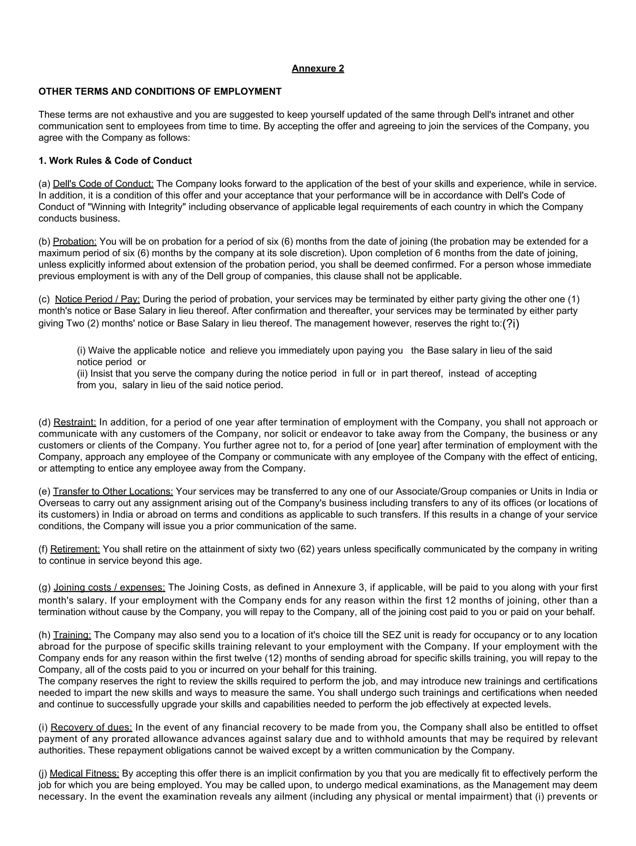 Dell's Offfer letter | PDF