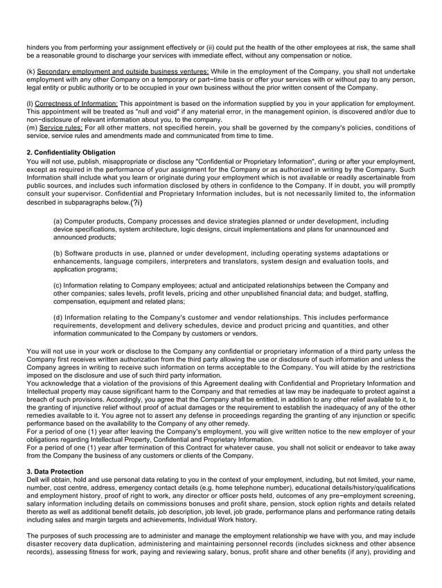 Dell's Offfer letter | PDF