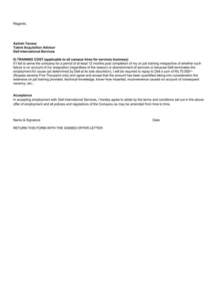 Dell's Offfer letter | PDF