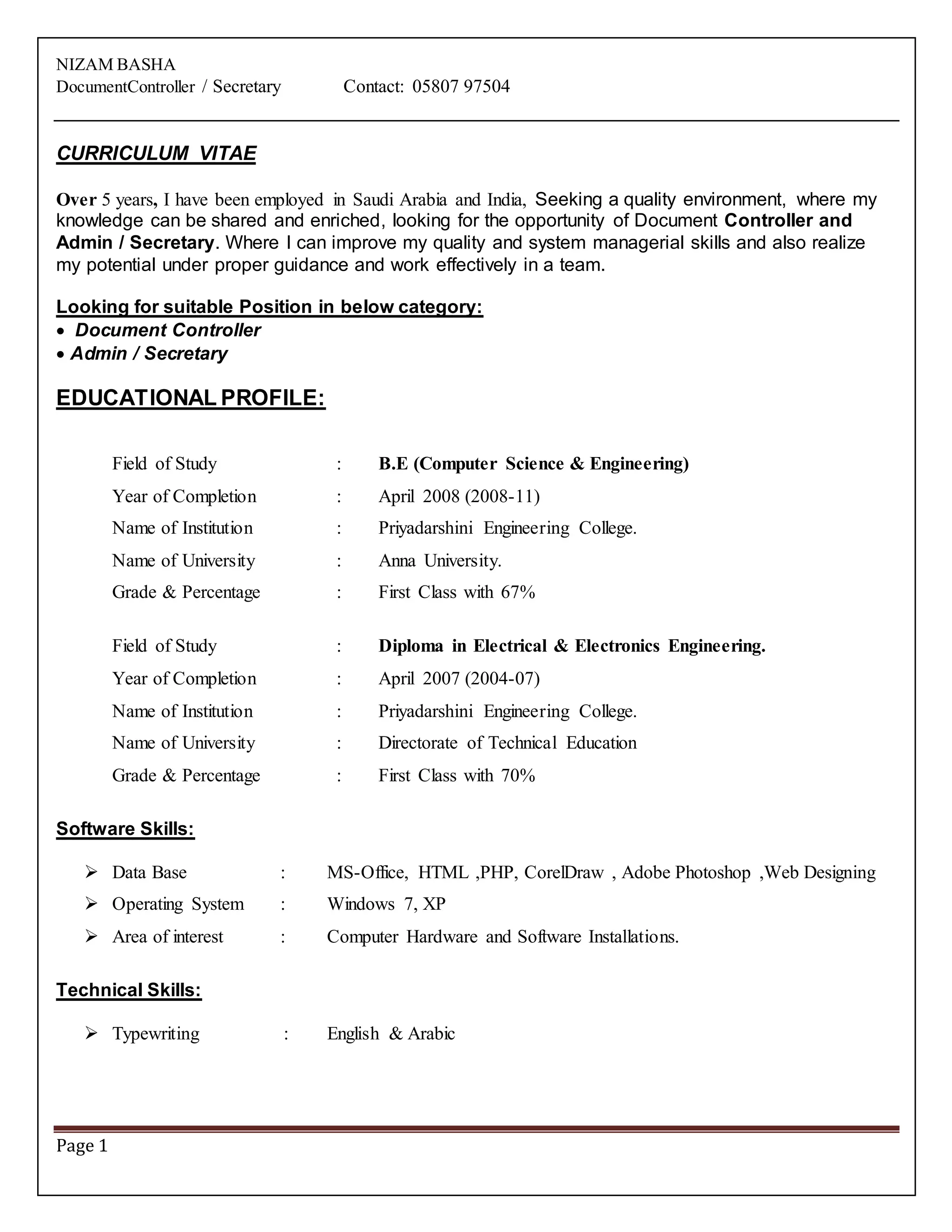 nizam basha cv (2) | DOCX