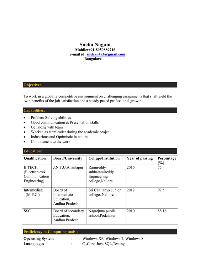 sneha resume | PDF