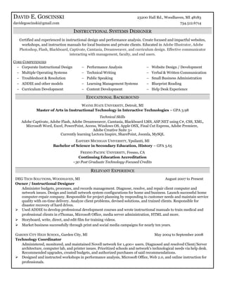 Goscinski --- Web Resume | PDF