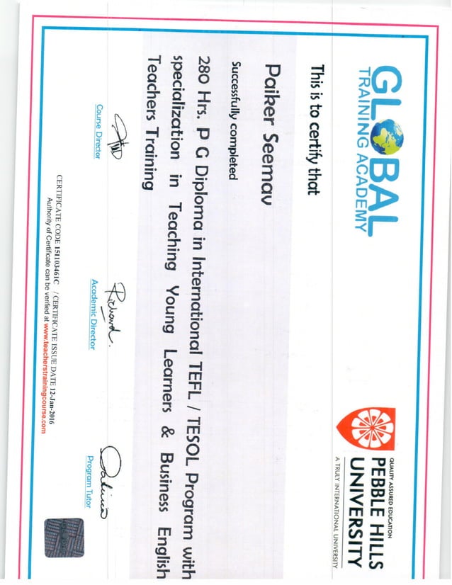 Paiker -Certificate-GTA | PDF