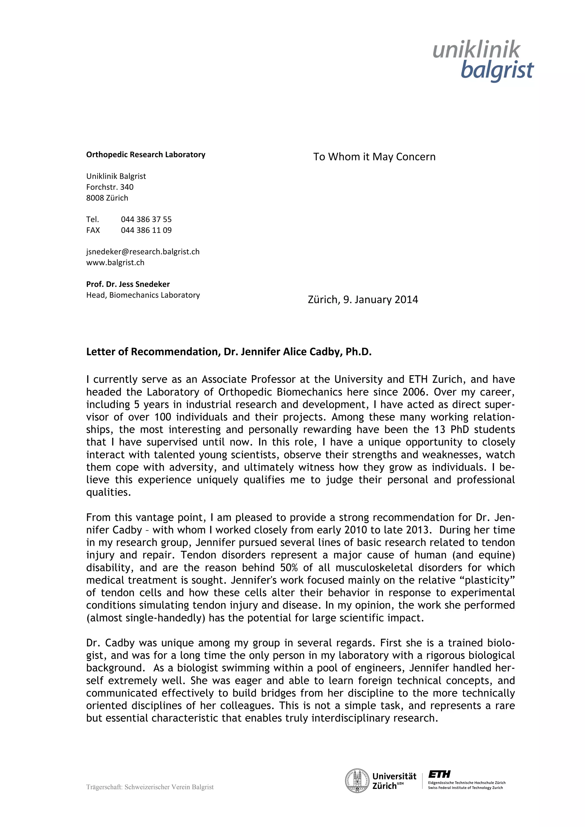 Cadby Letter of recommendation_Jess Snedeker | PDF