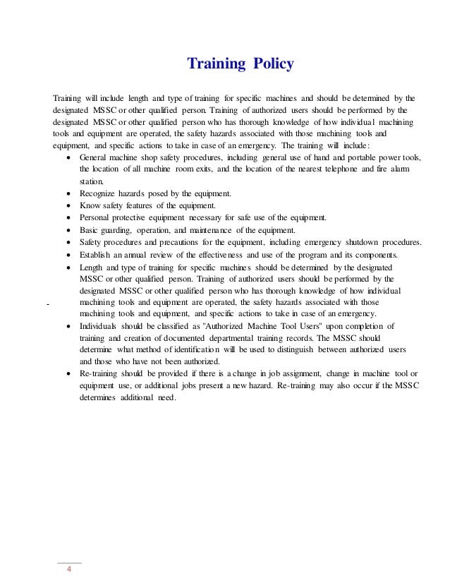 U of Idaho Machine Shop Safety Policy 5-2-14