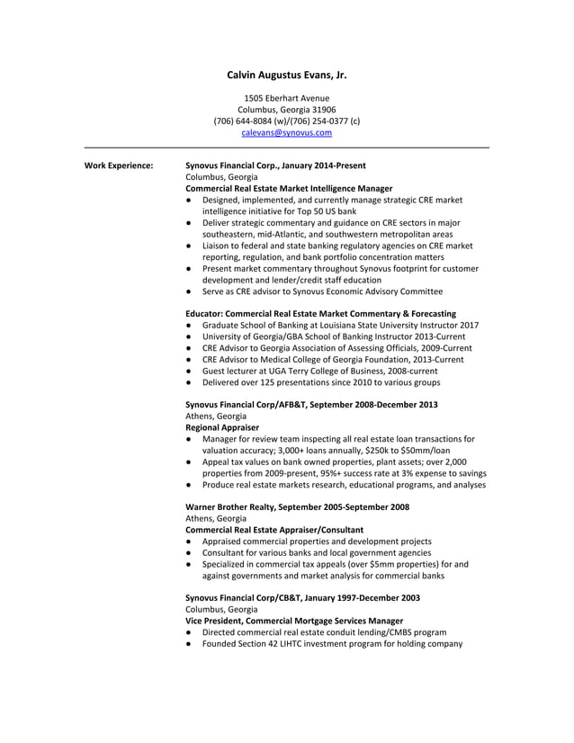 Cal Evans Resume | PDF | Real Estate Industry | Industries