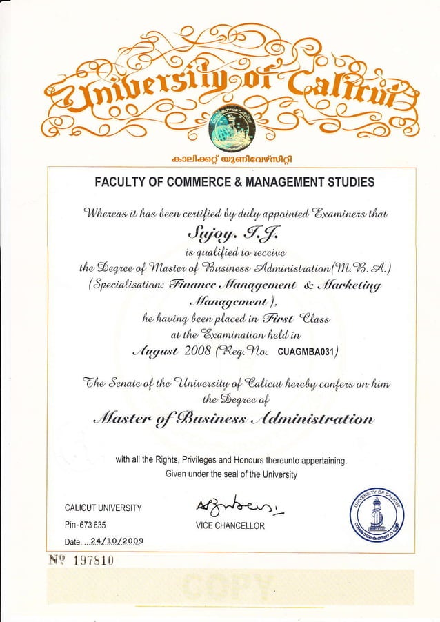 MBA Certificate | PDF | Free Download