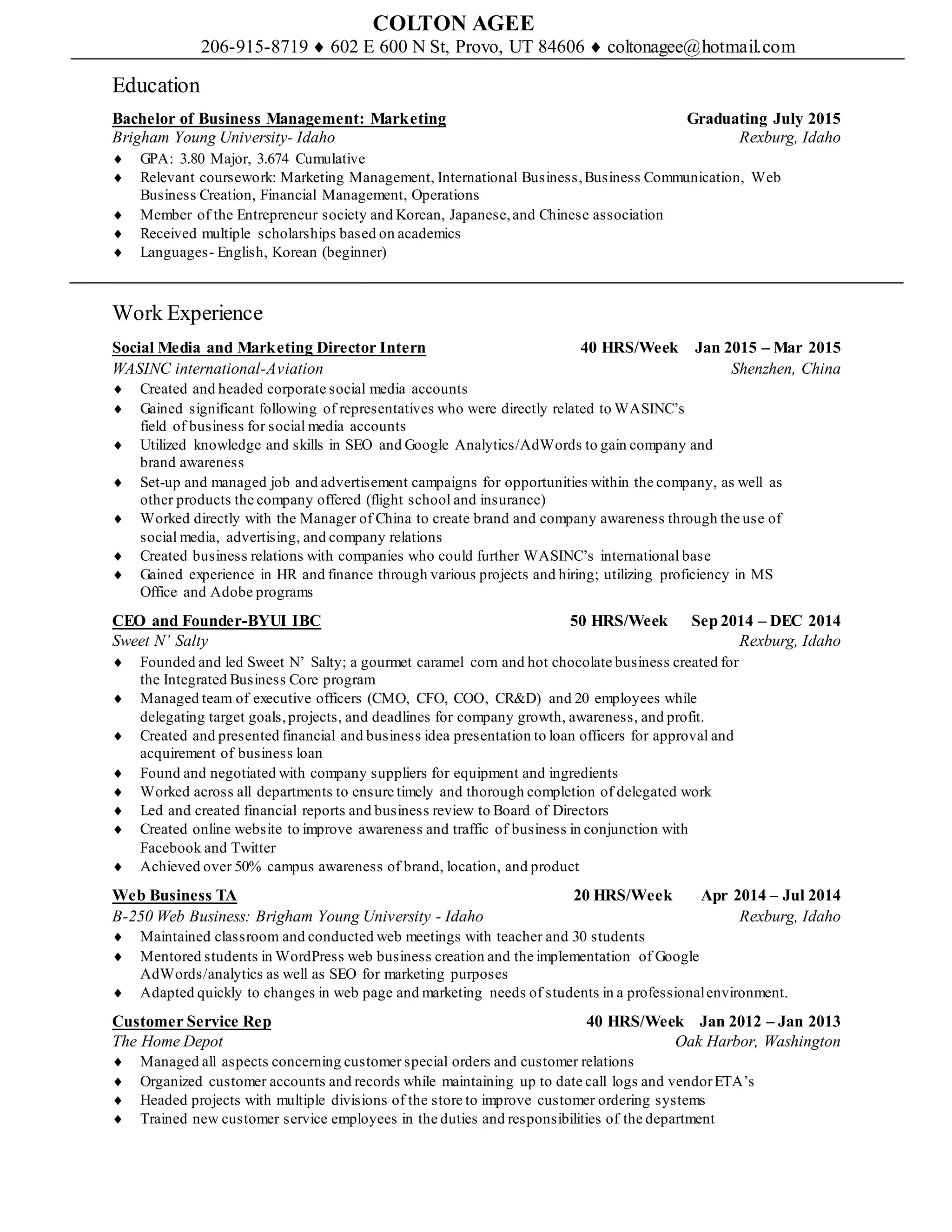 Colton Agee Resume | DOCX