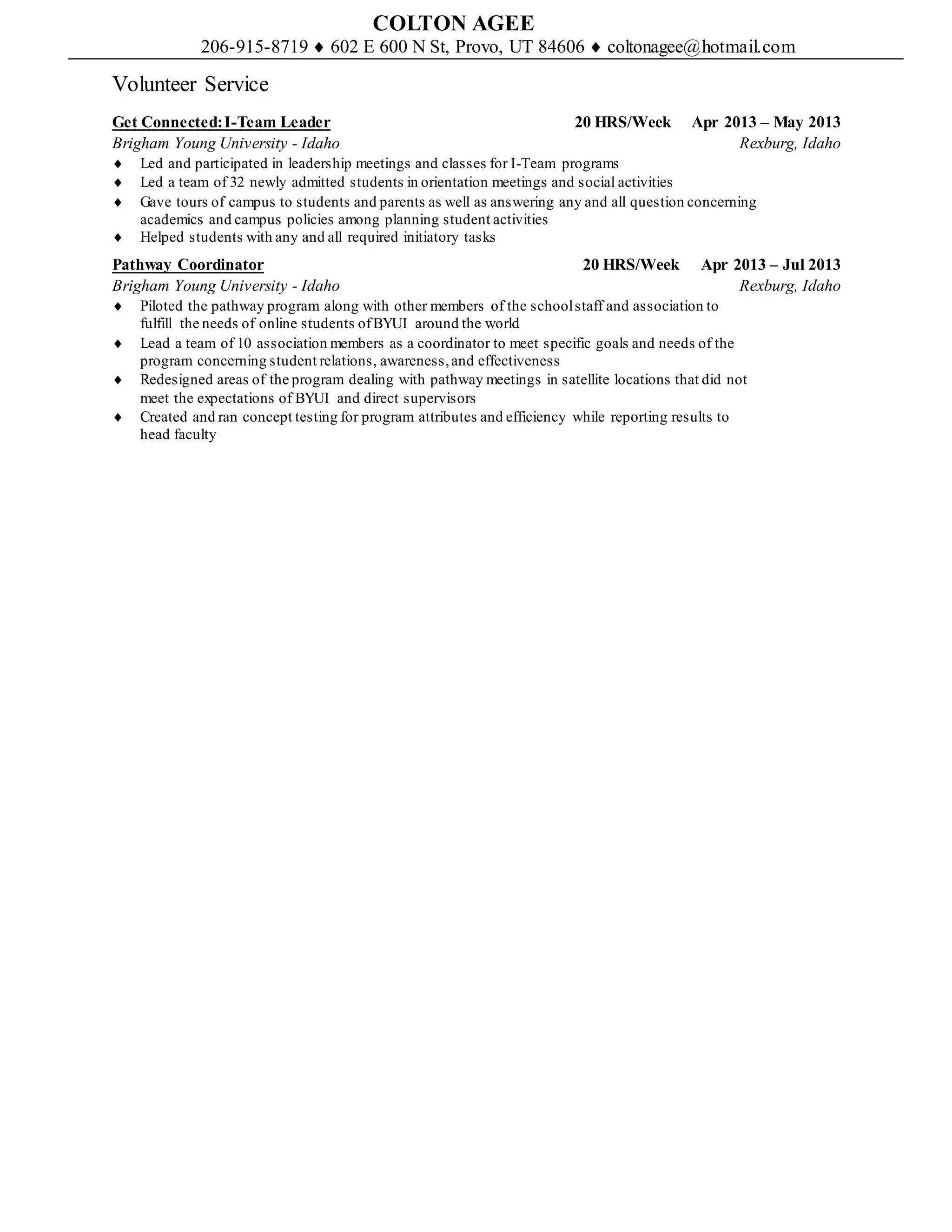 Colton Agee Resume | DOCX