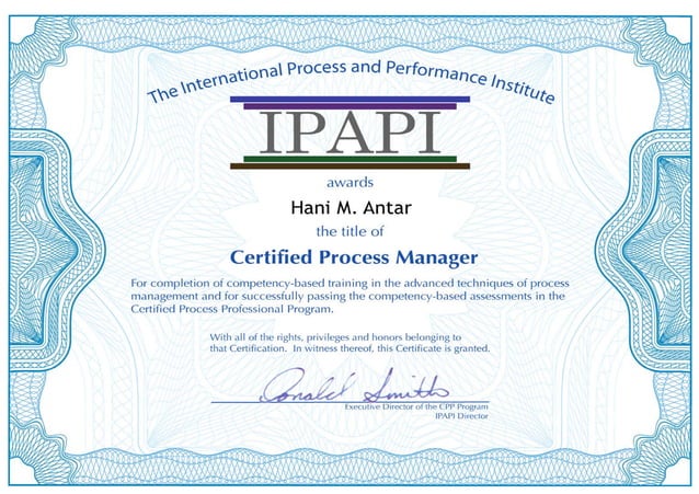 IPAPI-Certified Process Manager Certificate | PPT