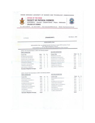 MSc and BSc Transcripts | PDF